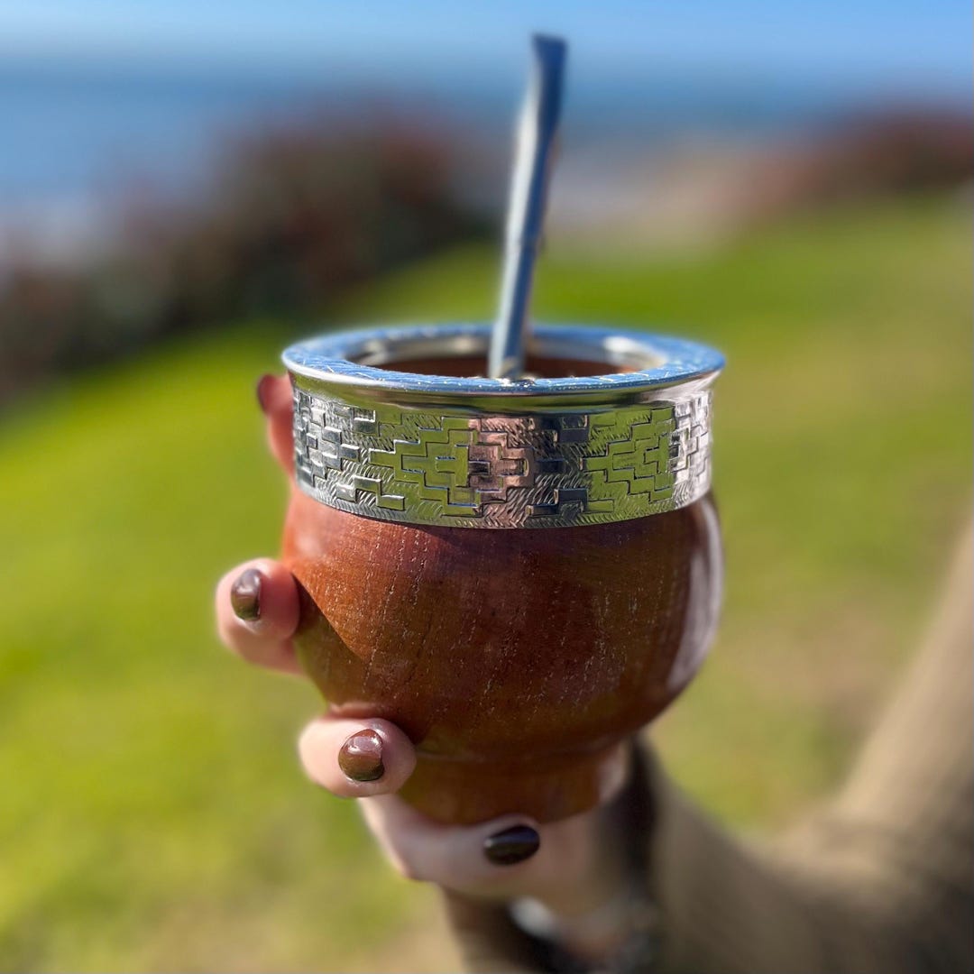Quebracho Wood Mate Gourd With Alpaca Rim | Handmade Traditional ...