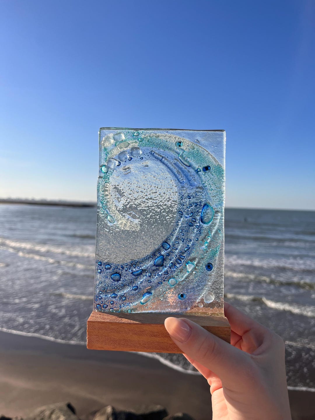 Fused Glass Ocean Wave | Beach Decor | Coastal Glass Sculpture ...