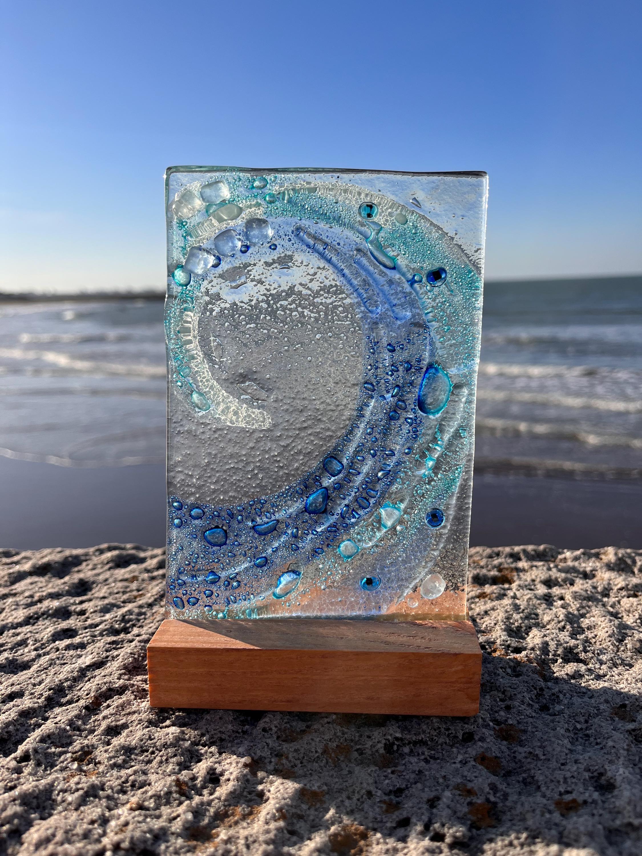 Fused Glass Ocean Wave | Beach Decor | Coastal Glass Sculpture ...
