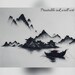 PRINTABLE Chinese Ink Painting Mountains and River Landscape Wall Art ...