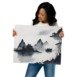 PRINTABLE Chinese Ink Painting | Mountains and River Landscape Wall Art ...