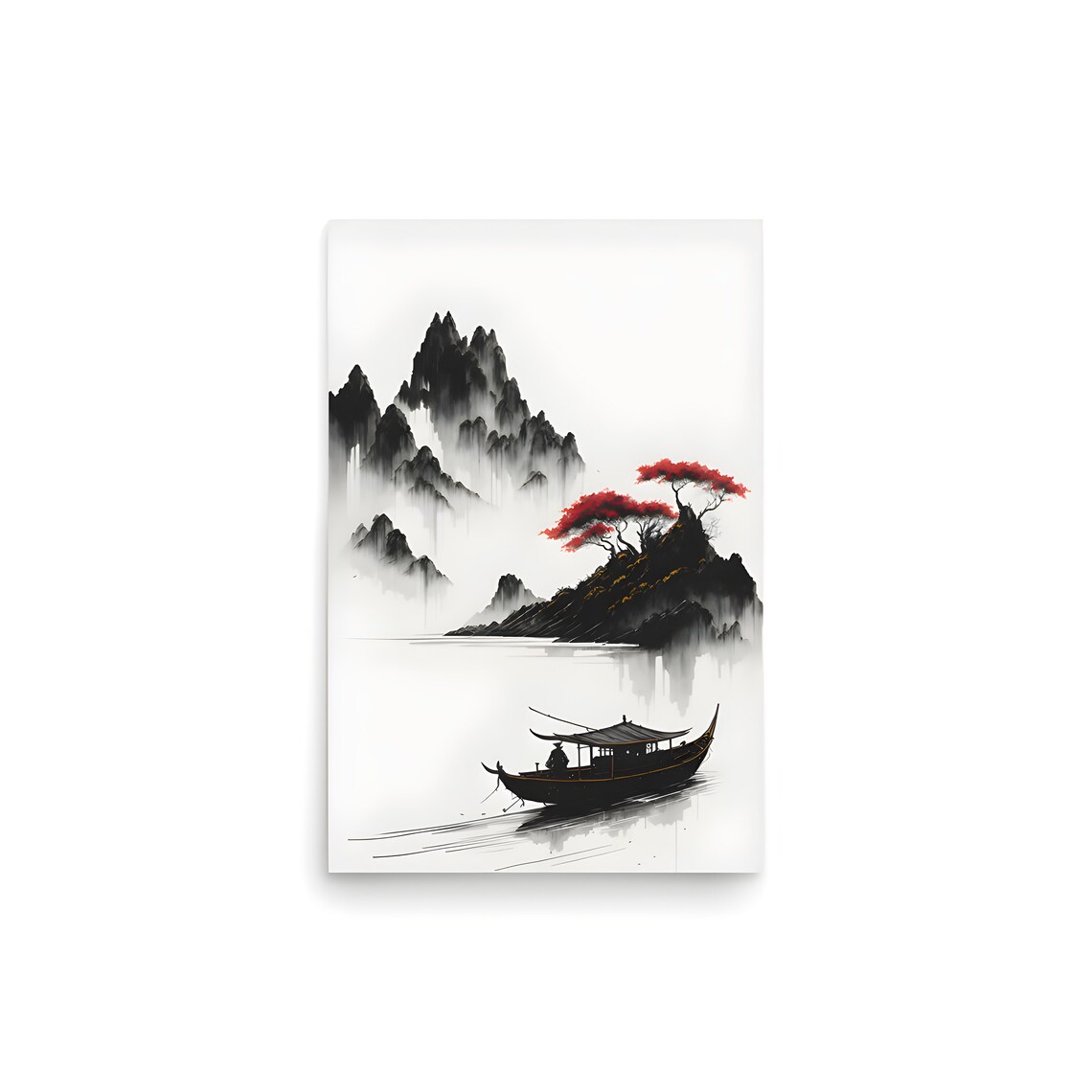 PRINTABLE Chinese Ink Painting | Mountains and River Landscape Wall Art ...