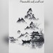 PRINTABLE Chinese Ink Painting Mountains and River Landscape Wall Art ...