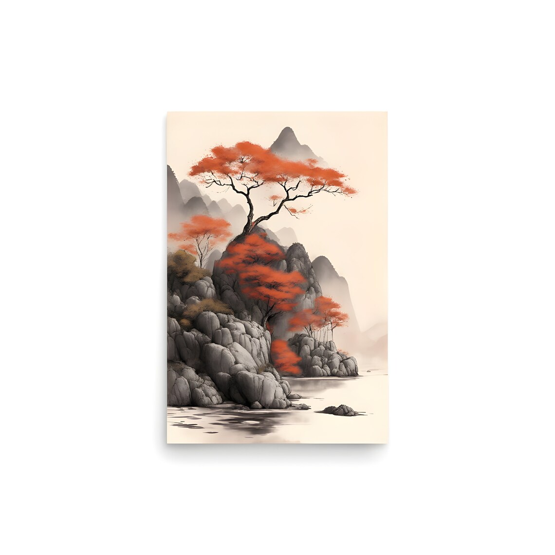 PRINTABLE Chinese Ink Painting | Mountains and River Landscape Wall Art ...