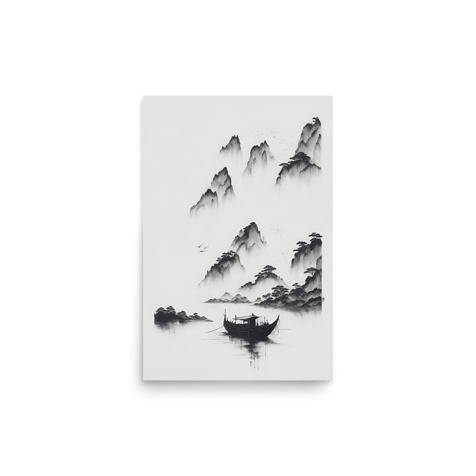 PRINTABLE Chinese Ink Painting | Mountains and River Landscape Wall Art ...