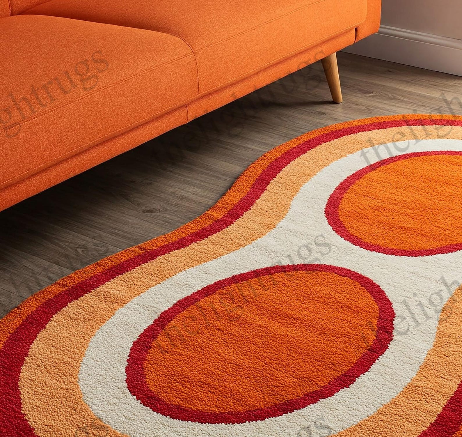 Retro Groovy Tufted Rug: 70s-inspired Wavy Boho Carpet (3X6) - Etsy