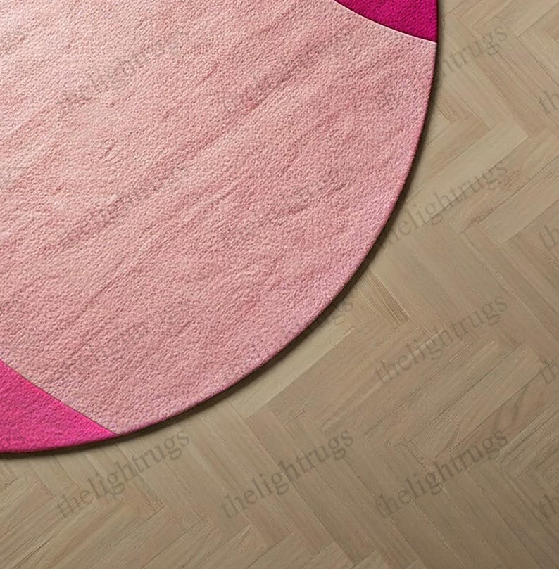 Pink Wool Round Rug: Modern Abstract Hand-tufted Carpet (7x7) - Etsy