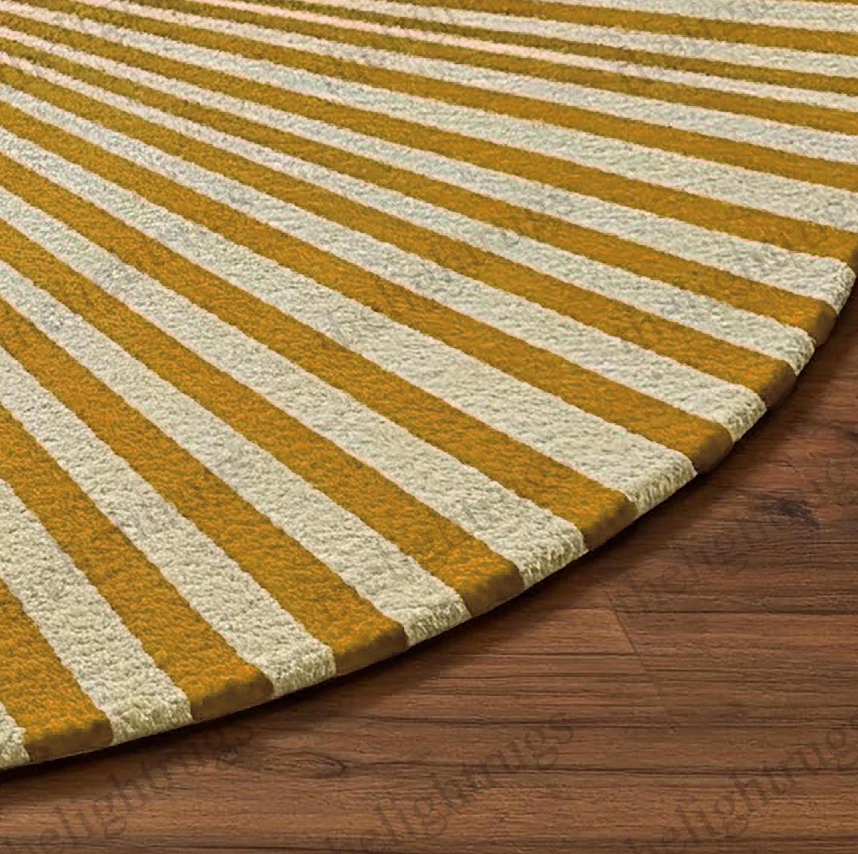 Hand Tufted Wool Round Rug: Sunburst Pattern, Modern Decor - Etsy