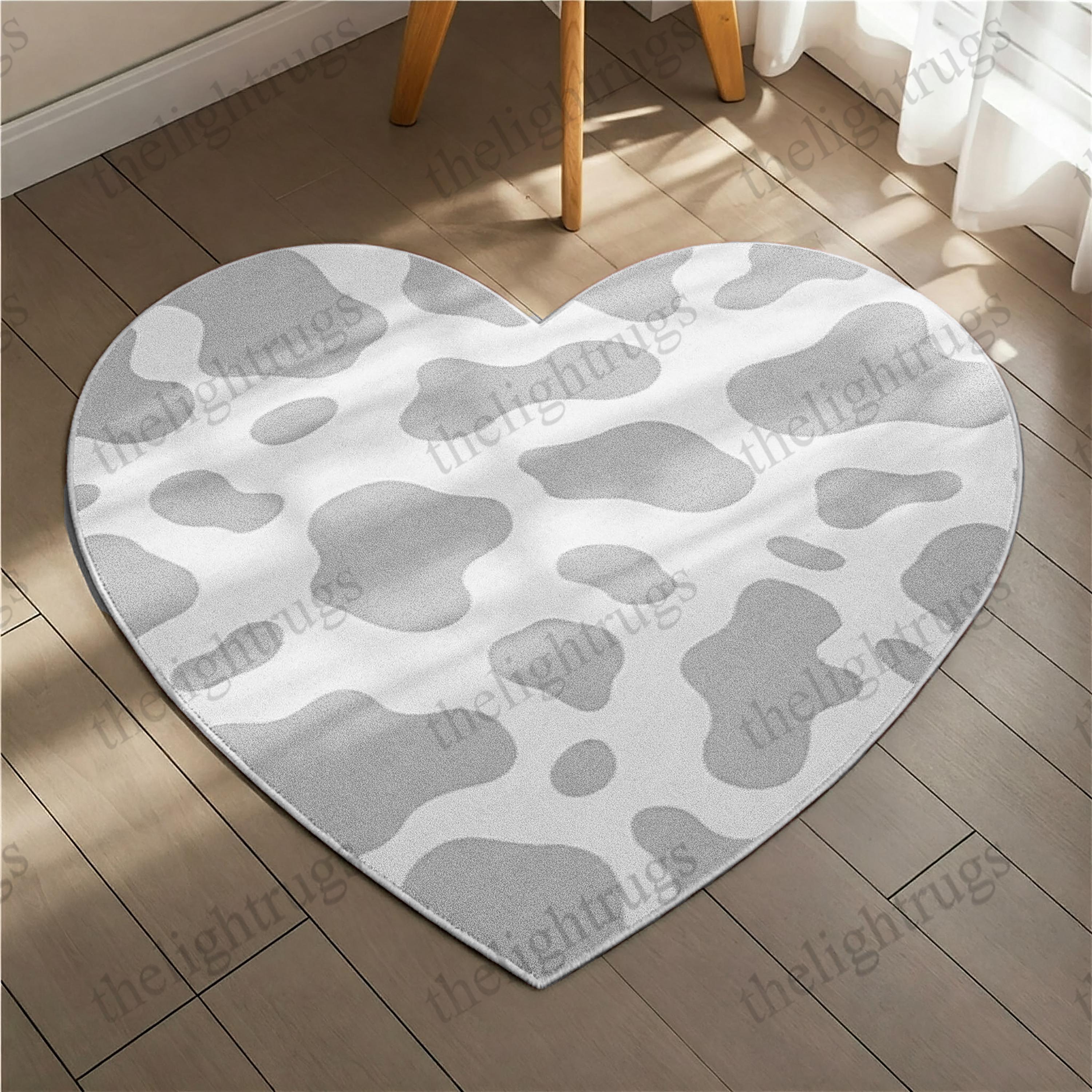 Pink Heart Rug: Wool Cow Print Rug for Nursery - Etsy