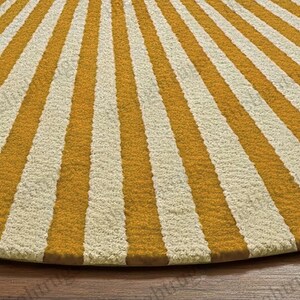 Hand Tufted Wool Round Rug: Sunburst Pattern, Modern Decor - Etsy