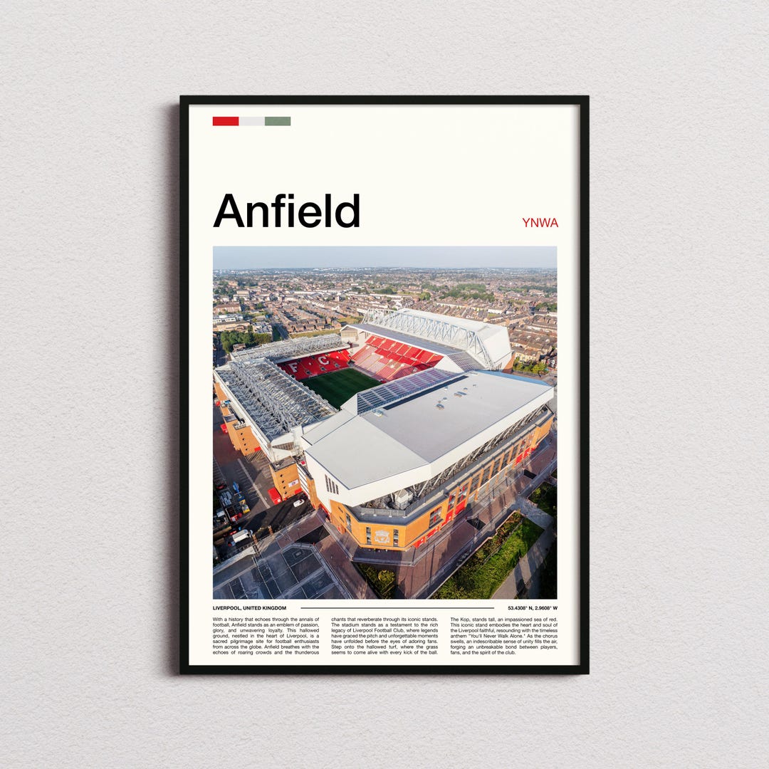 Anfield Stadium Print, Liverpool Football Club Poster, Anfield Stadium ...