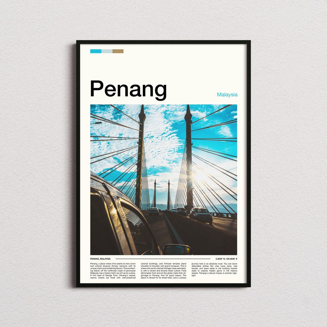 Penang Print, Penang Poster, Penang Wall Art, Malaysia Art Print ...