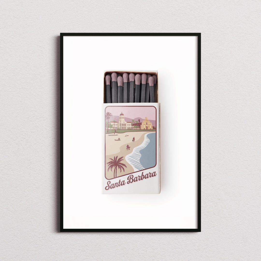 Santa Barbara Matchbox Print, Santa Barbara Print, Santa Barbara Poster ...