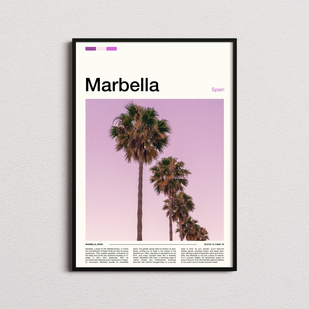 Marbella Print, Marbella Poster, Marbella Wall Art, Spain Art Print ...