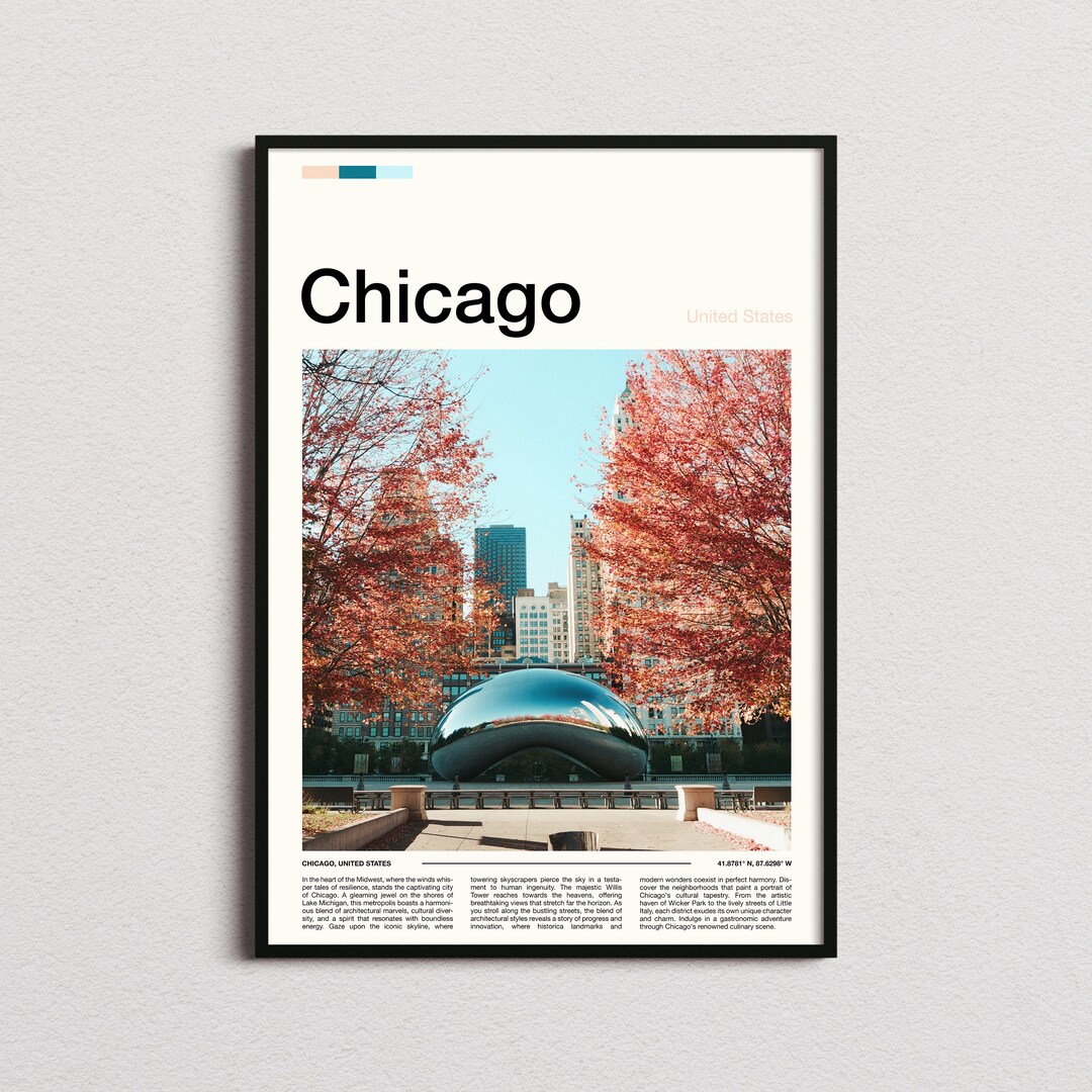 Chicago Print, Chicago Poster, Chicago Wall Art, Chicago Art Print ...