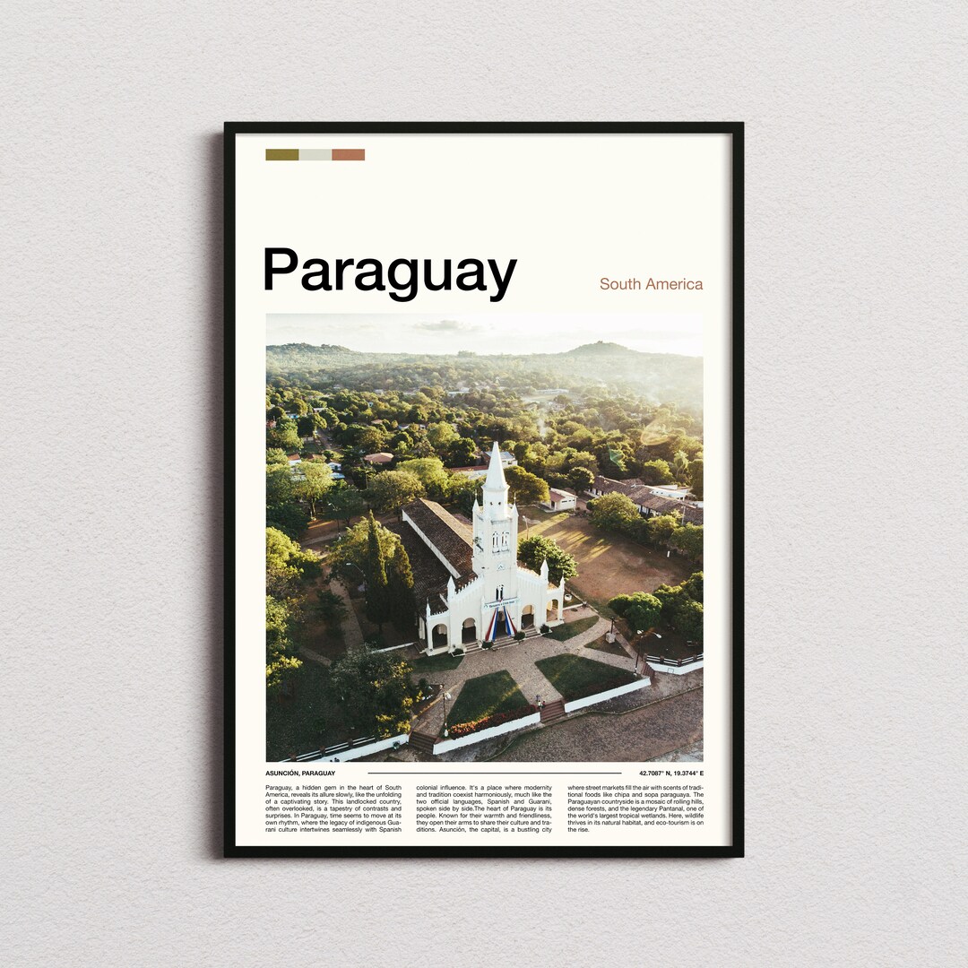 Paraguay Print, Paraguay Poster, Paraguay Wall Art, Paraguay Art Print ...