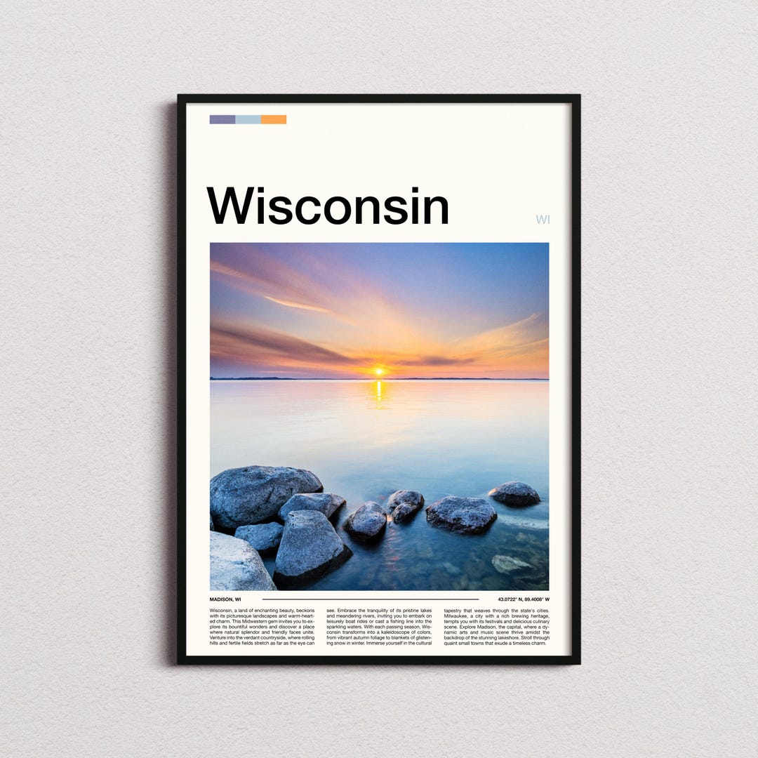 Wisconsin Print, Wisconsin Poster, Wisconsin Wall Art, Wisconsin Art ...
