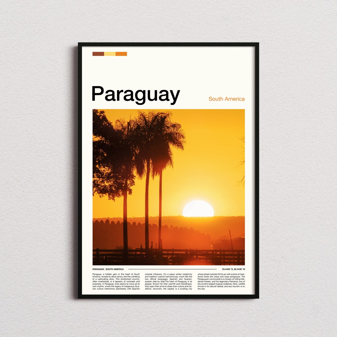Paraguay Print Paraguay Poster Paraguay Wall Art Paraguay - Etsy