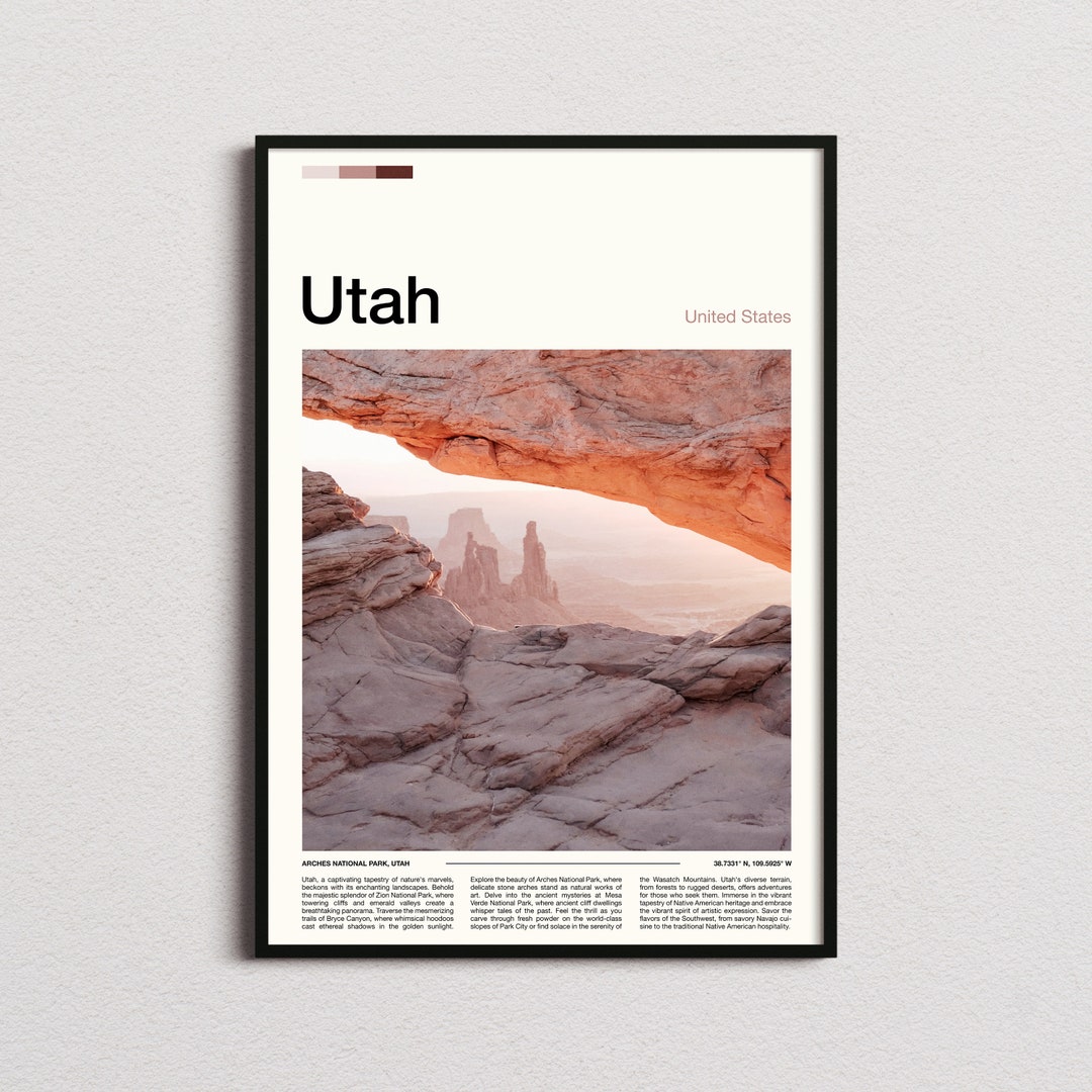 Utah Print, Utah Poster, Utah Wall Art, Utah Art Print, Utah Photo - Etsy