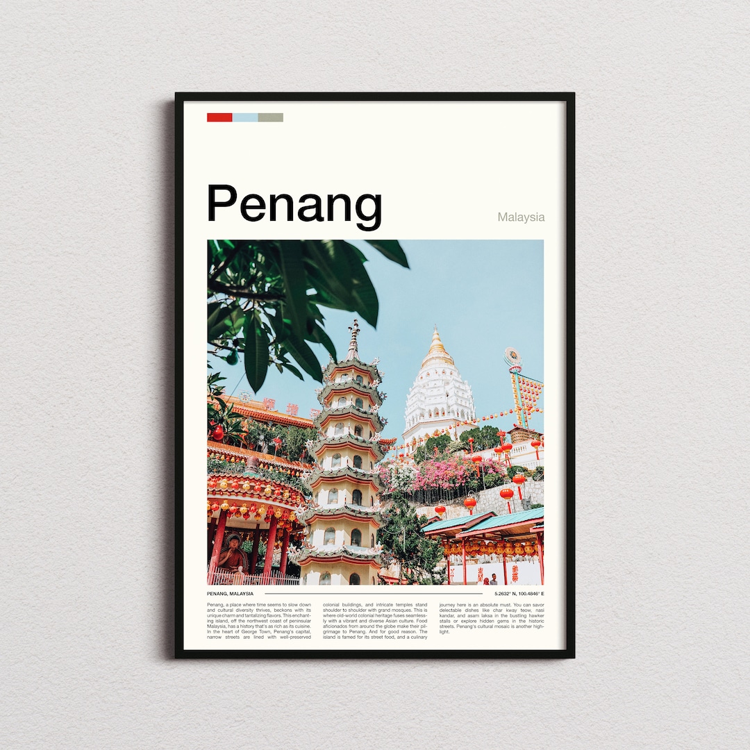 Penang Print, Penang Poster, Penang Wall Art, Malaysia Art Print ...