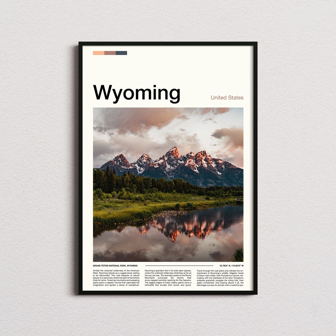 Wyoming Print, Wyoming Poster, Wyoming Wall Art, Wyoming Art Print ...