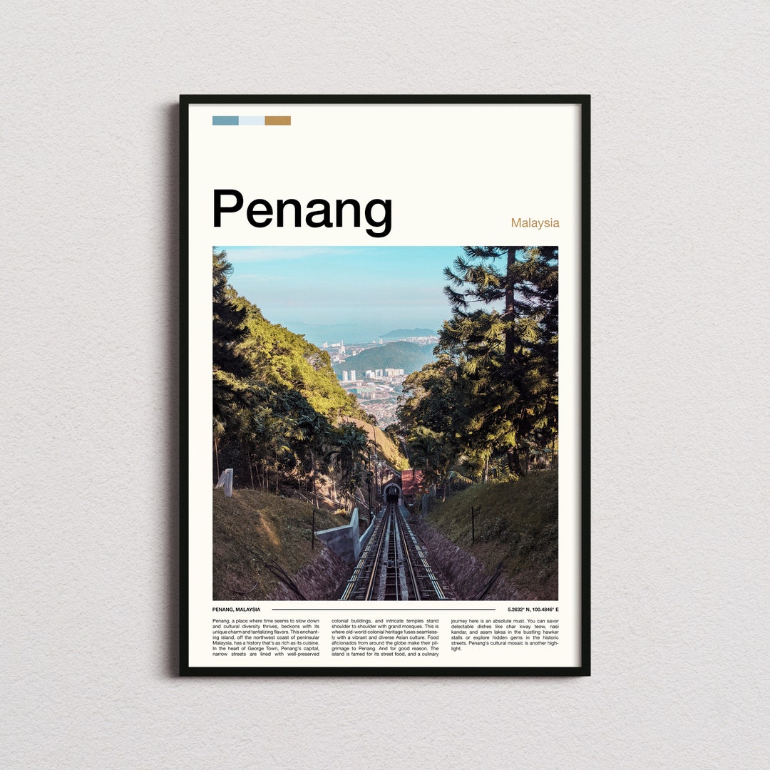 Penang Print, Penang Poster, Penang Wall Art, Malaysia Art Print ...