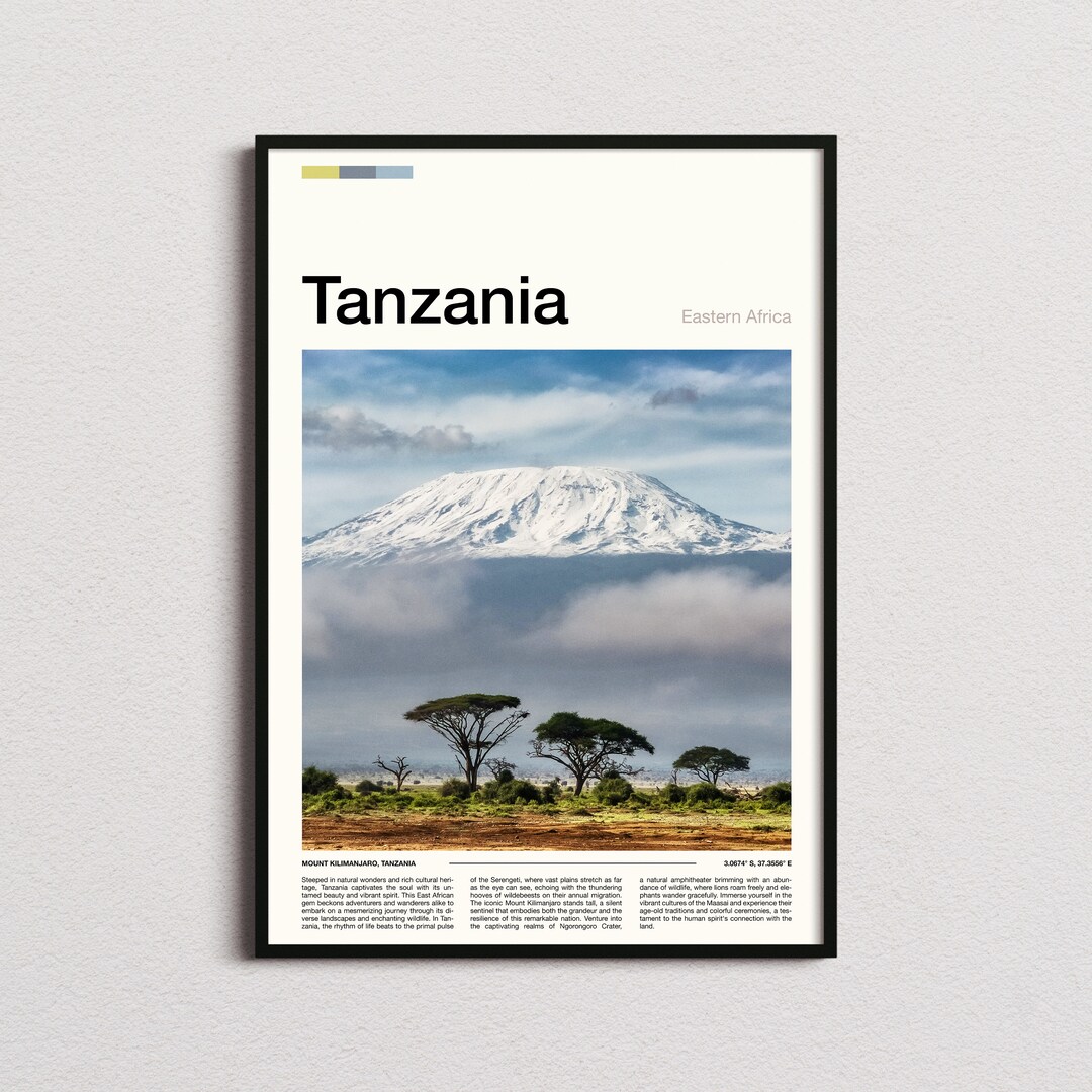 Tanzania Print, Tanzania Poster, Tanzania Wall Art, Tanzania Art Print ...