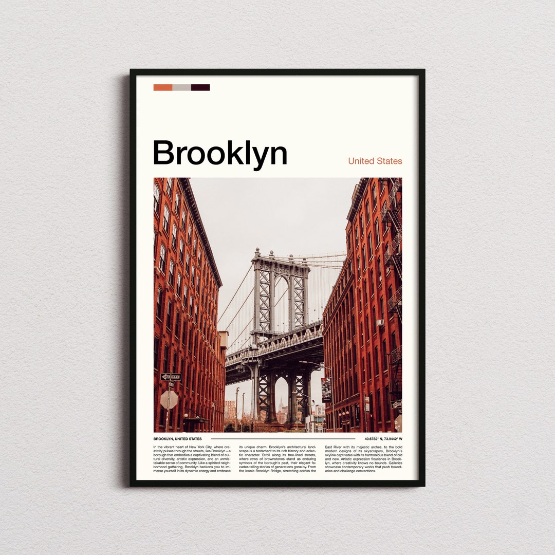 Brooklyn Bridge Print, Brooklyn Poster, Brooklyn Wall Art, New York Art ...