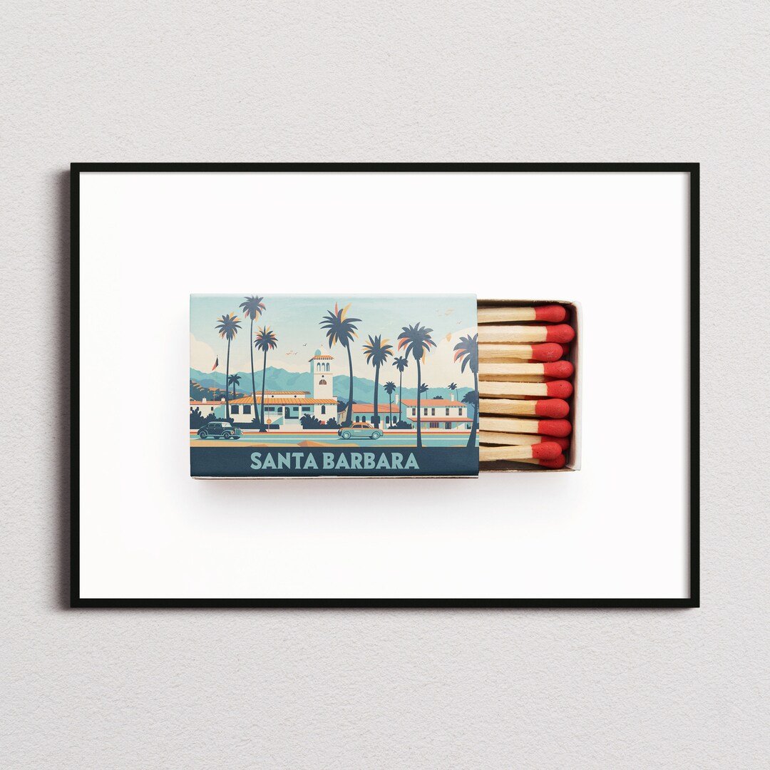 Santa Barbara Matchbox Print, Santa Barbara Print, Santa Barbara Poster ...