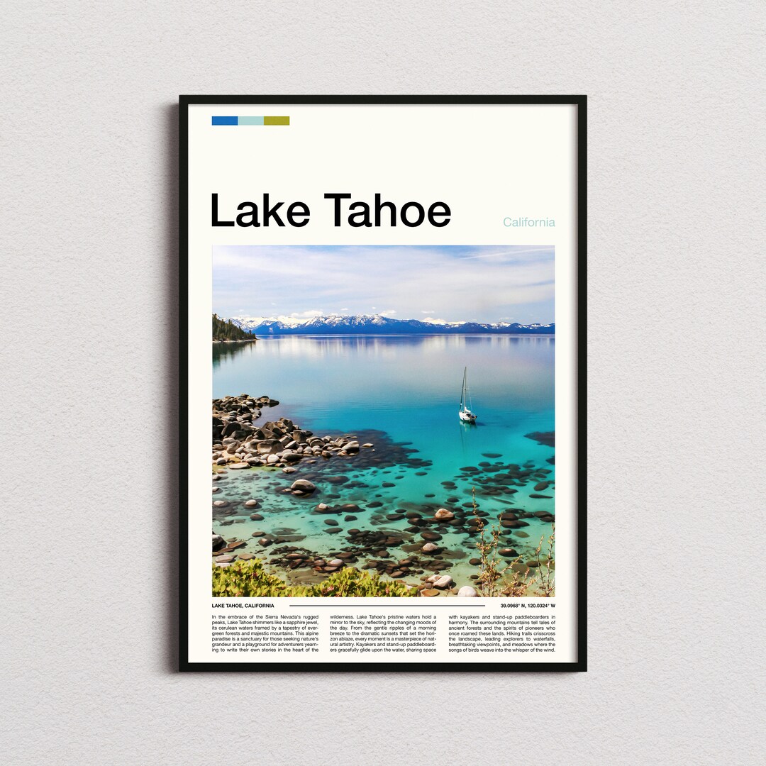Lake Tahoe Print, Lake Tahoe Poster, Lake Tahoe Wall Art, California ...