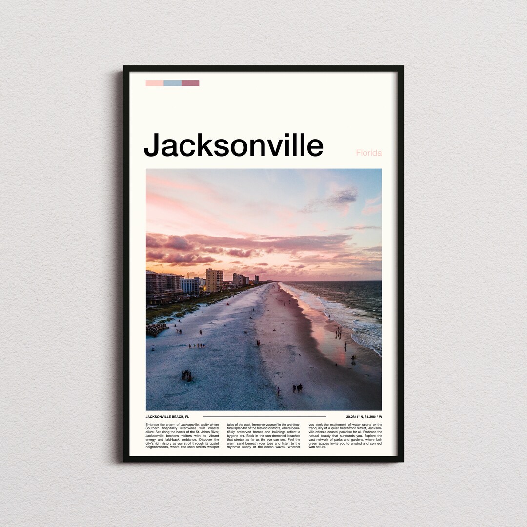 Jacksonville Print, Jacksonville Poster, Jacksonville Wall Art, Florida ...