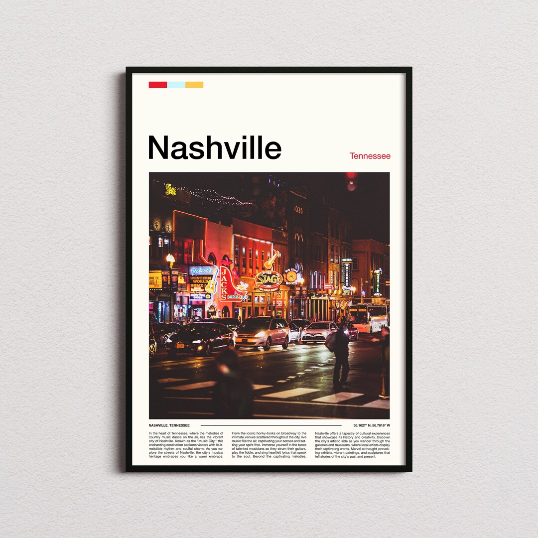 Nashville Print, Nashville Poster, Nashville Wall Art, Tennessee Art ...