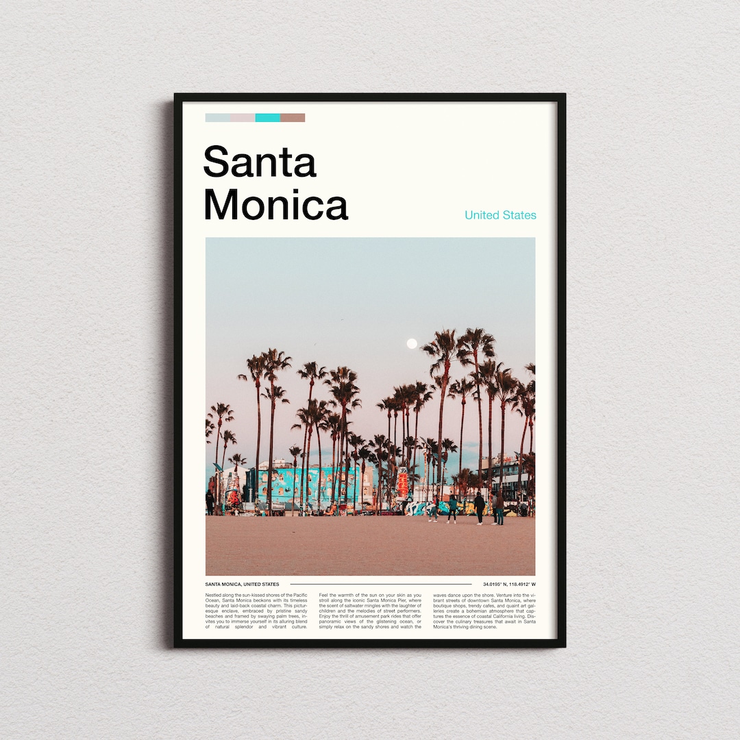 Santa Monica Print, Santa Monica Poster, Santa Monica Wall Art ...