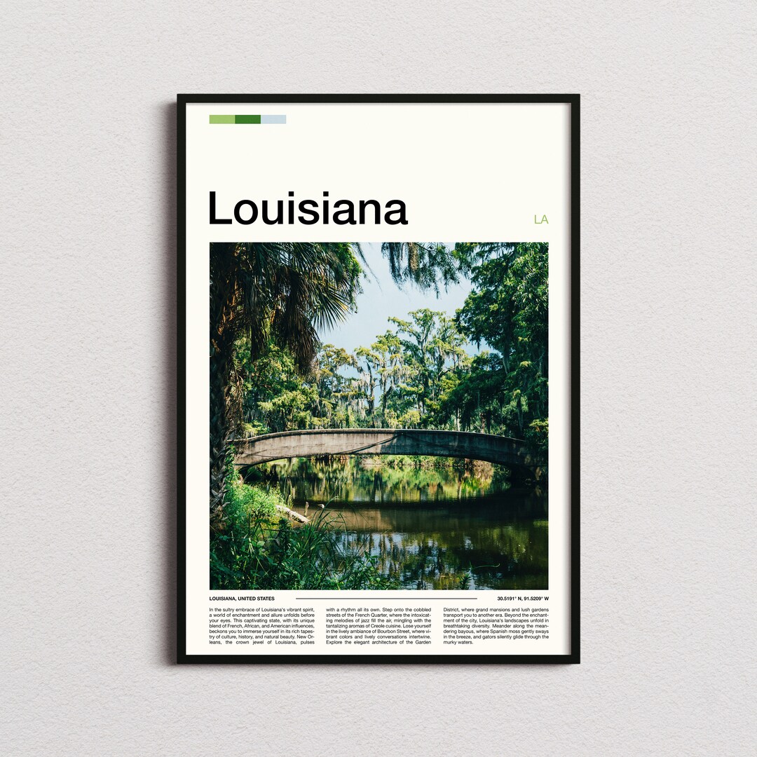 Louisiana Print, Louisiana Poster, Louisiana Wall Art, Louisiana Art ...