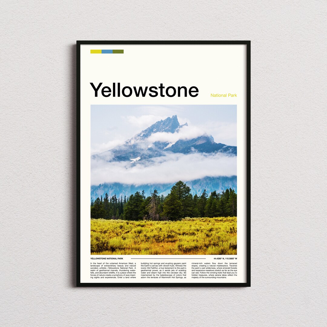 Yellowstone National Park Print, Yellowstone National Park Poster ...