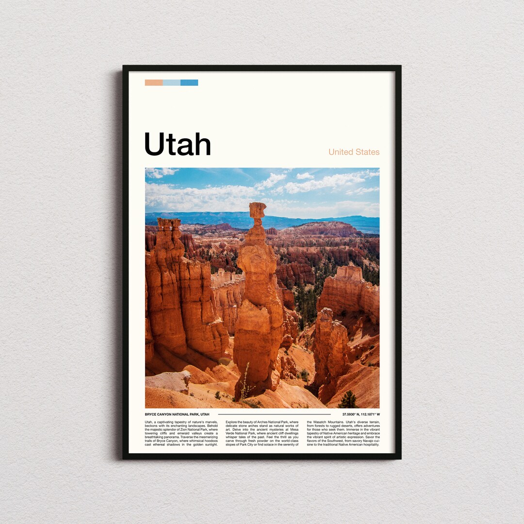 Utah Print, Utah Poster, Utah Wall Art, Utah Art Print, Utah Photo - Etsy