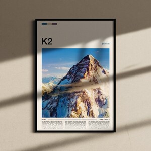 K2 Print, K2 Poster, K2 Wall Art, K2 Art Print, K2 Photo, Mountain ...