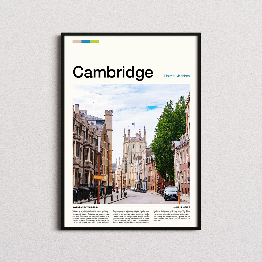 Cambridge Print, Cambridge Poster, Cambridge Wall Art, Cambridge Art ...