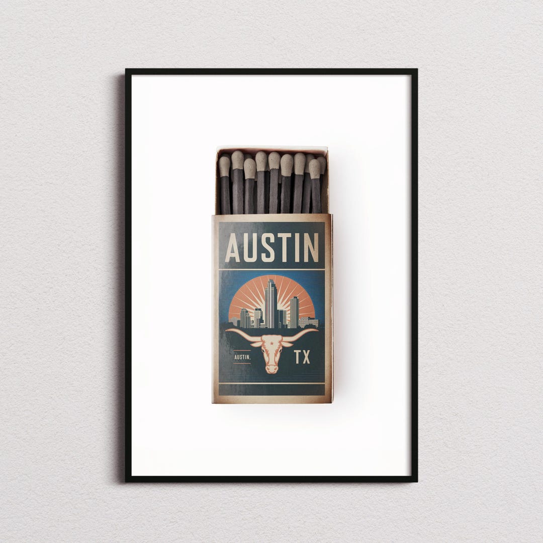 Austin Matchbox Print, Austin Print, Austin Poster, Austin Wall Art ...