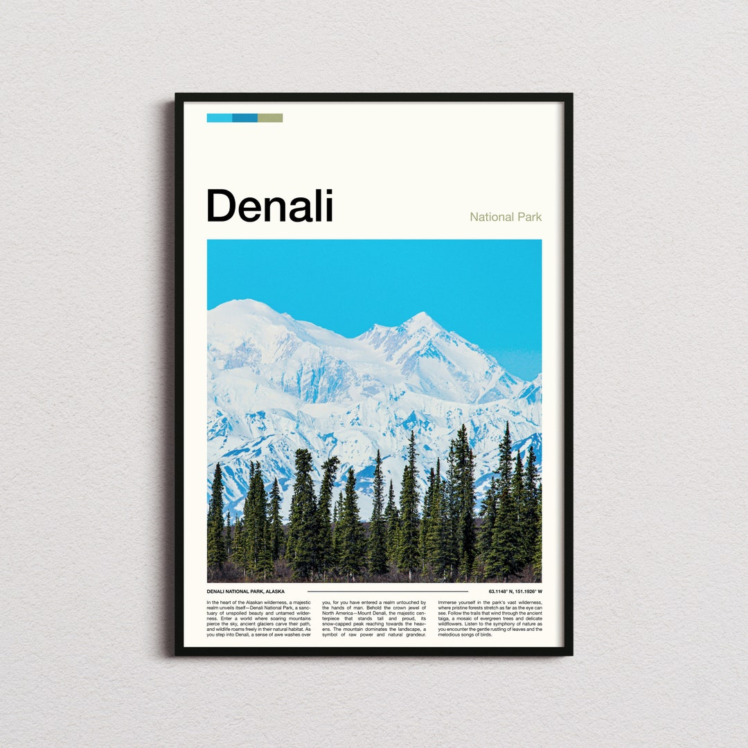 Denali National Park Print, Denali National Park Poster, Denali Wall ...