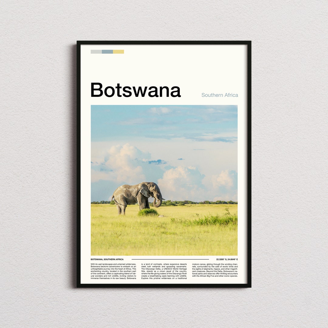 Botswana Print, Botswana Poster, Botswana Wall Art, Botswana Art Print ...