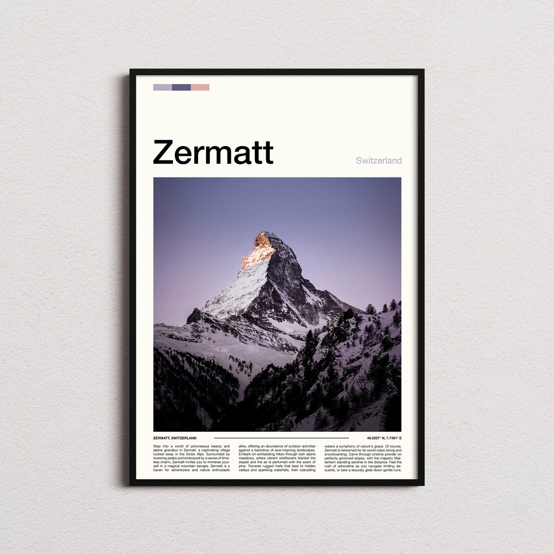 Zermatt Print, Zermatt Poster, Zermatt Wall Art, Zermatt Art Print ...