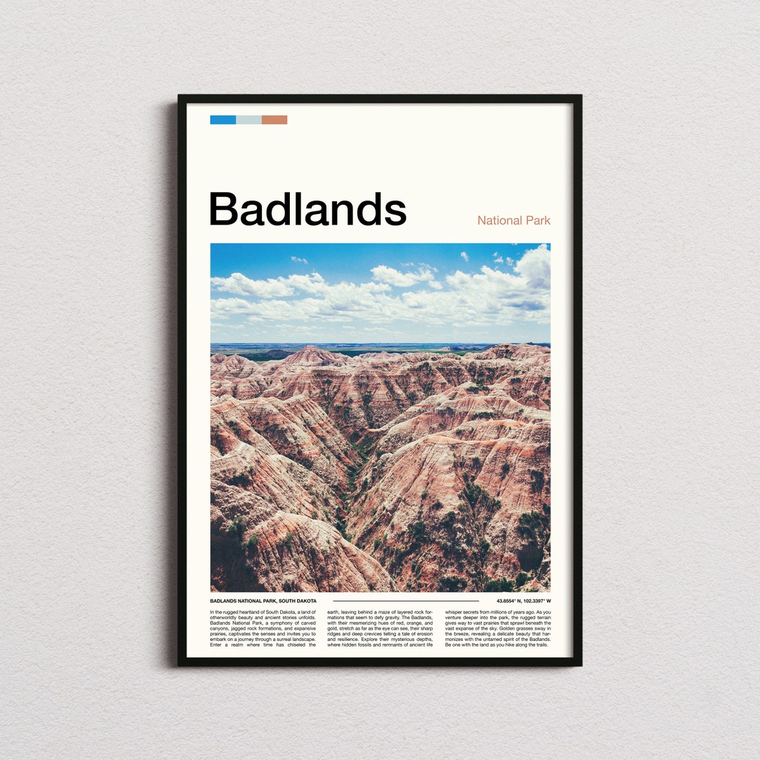Badlands National Park Print, Badlands National Park Poster, Badlands ...
