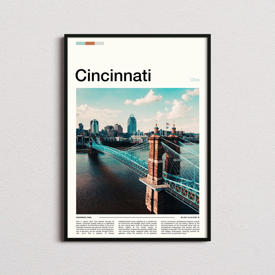 Cincinnati Print, Cincinnati Poster, Cincinnati Wall Art, Ohio Art ...