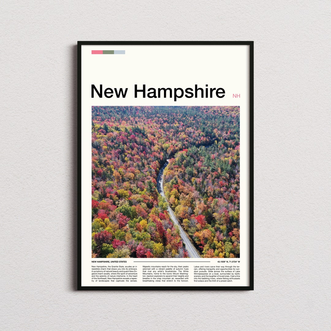 New Hampshire Print, New Hampshire Poster, New Hampshire Wall Art, New ...
