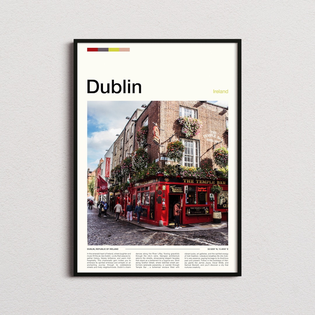 Dublin Temple Bar Print, Dublin Poster, Dublin Wall Art, Ireland Art ...
