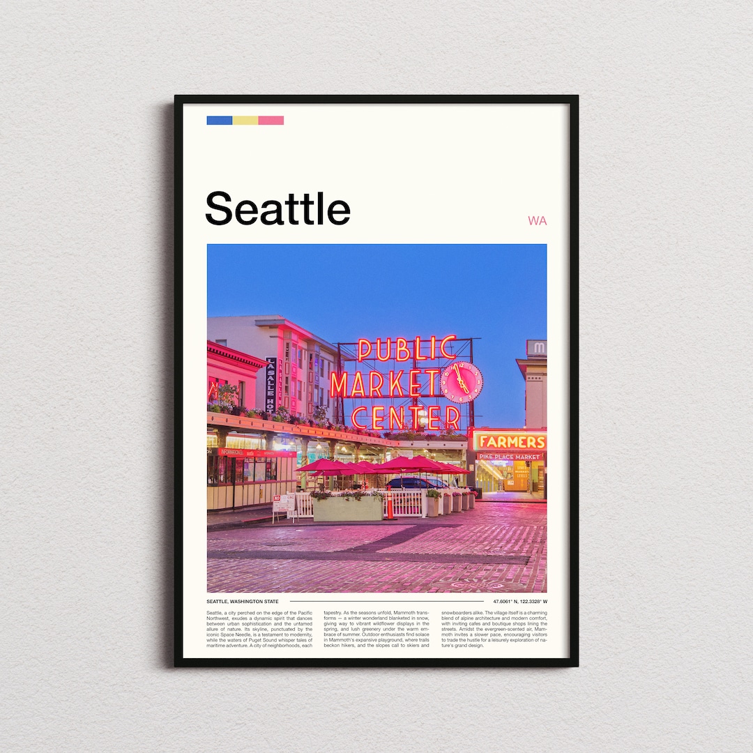 Seattle Print Seattle Poster Seattle Wall Art Seattle Art - Etsy