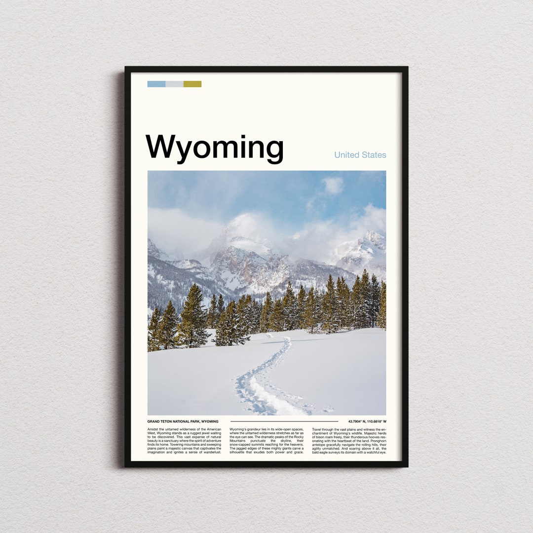Wyoming Print, Wyoming Poster, Wyoming Wall Art, Wyoming Art Print ...