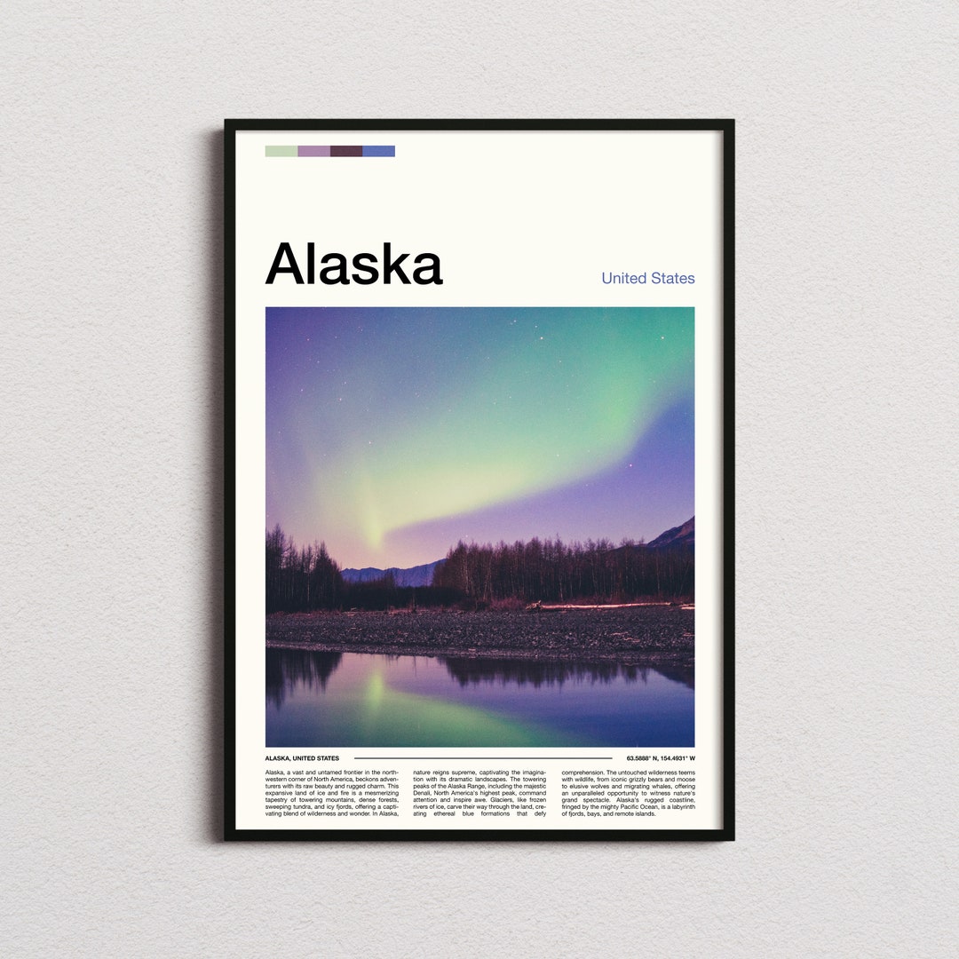 Alaska Print, Alaska Poster, Alaska Wall Art, Alaska Art Print, Alaska ...