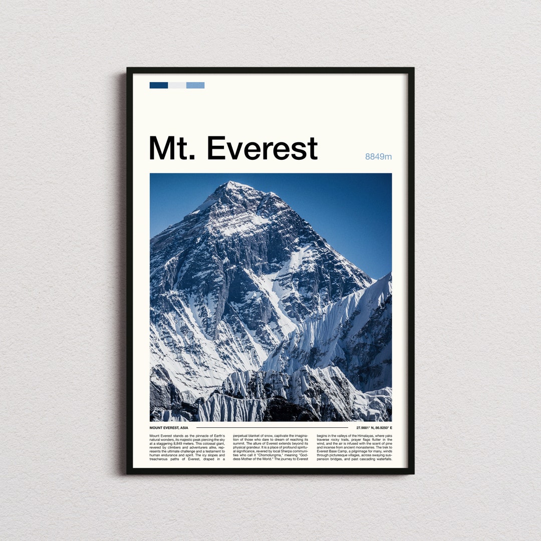Mt Everest Print, Mt Everest Poster, Mt Everest Wall Art, Mt Everest ...